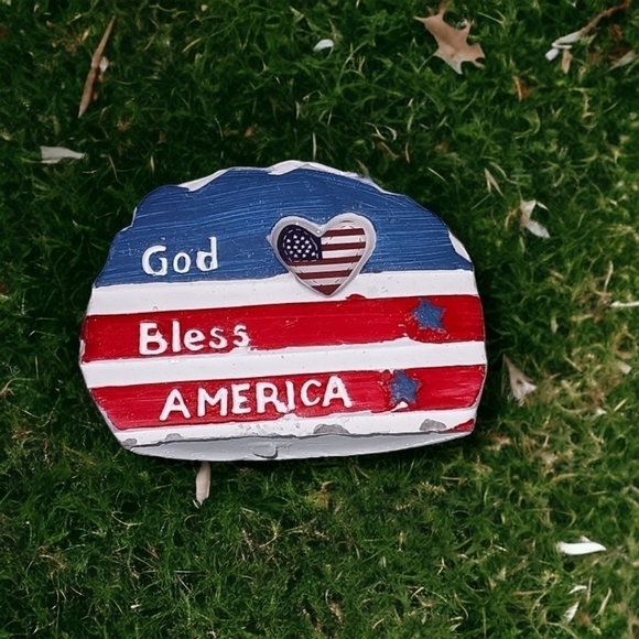 Office | Patriotic Painted Clay Paperweight With Flag | Poshmark